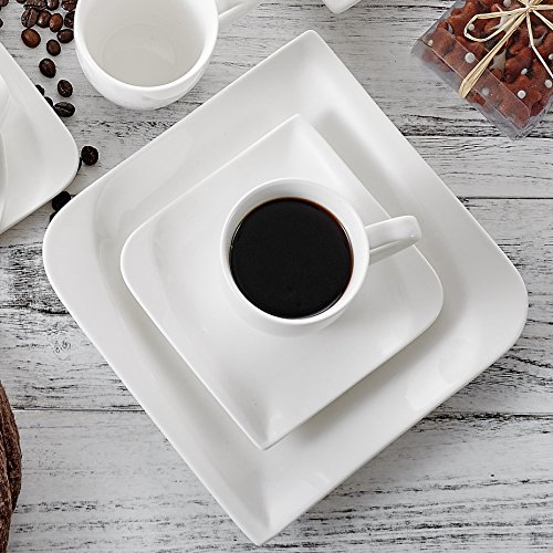 vancasso 18-Piece Dinnerware Set, Service for 6,Durable Porcelain Dinnerware Set, Teacup, Plates and Saucers, Ivory White