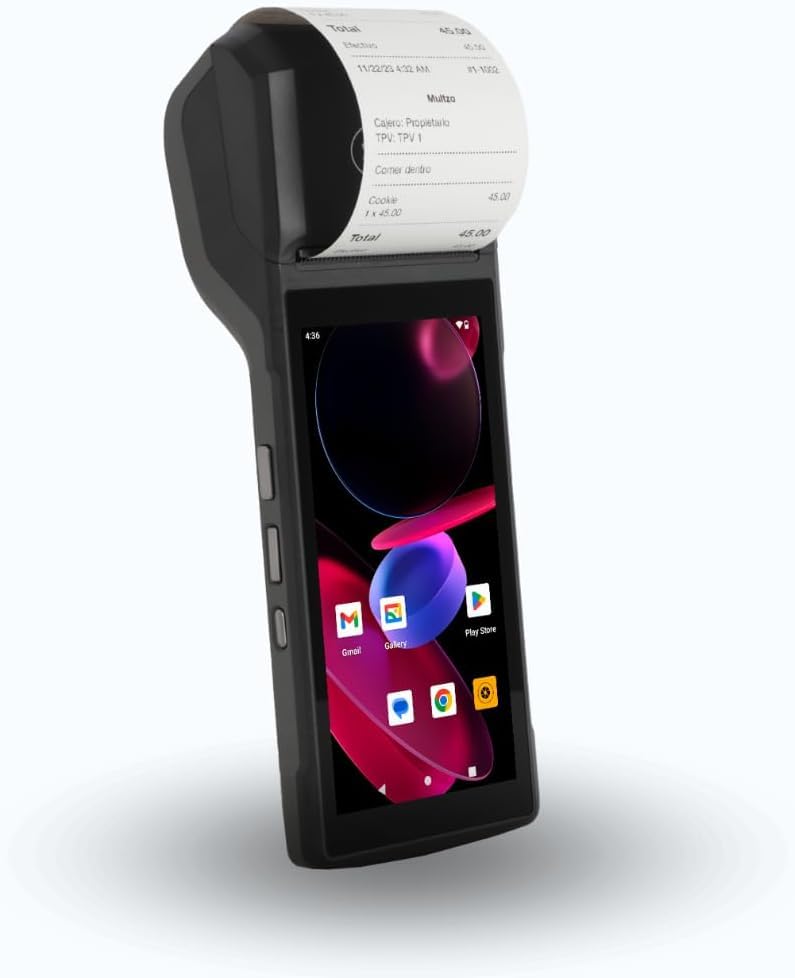 POS PDA H10 Receipt Printer Android 13 and 58mm High Speed Thermal Printer 5.5β Touch Screen. Handheld Mobil Point of Sale Tablet. Scan 1D/2D/QR barcodes and NFC. 2GB Ram+16GB ROM