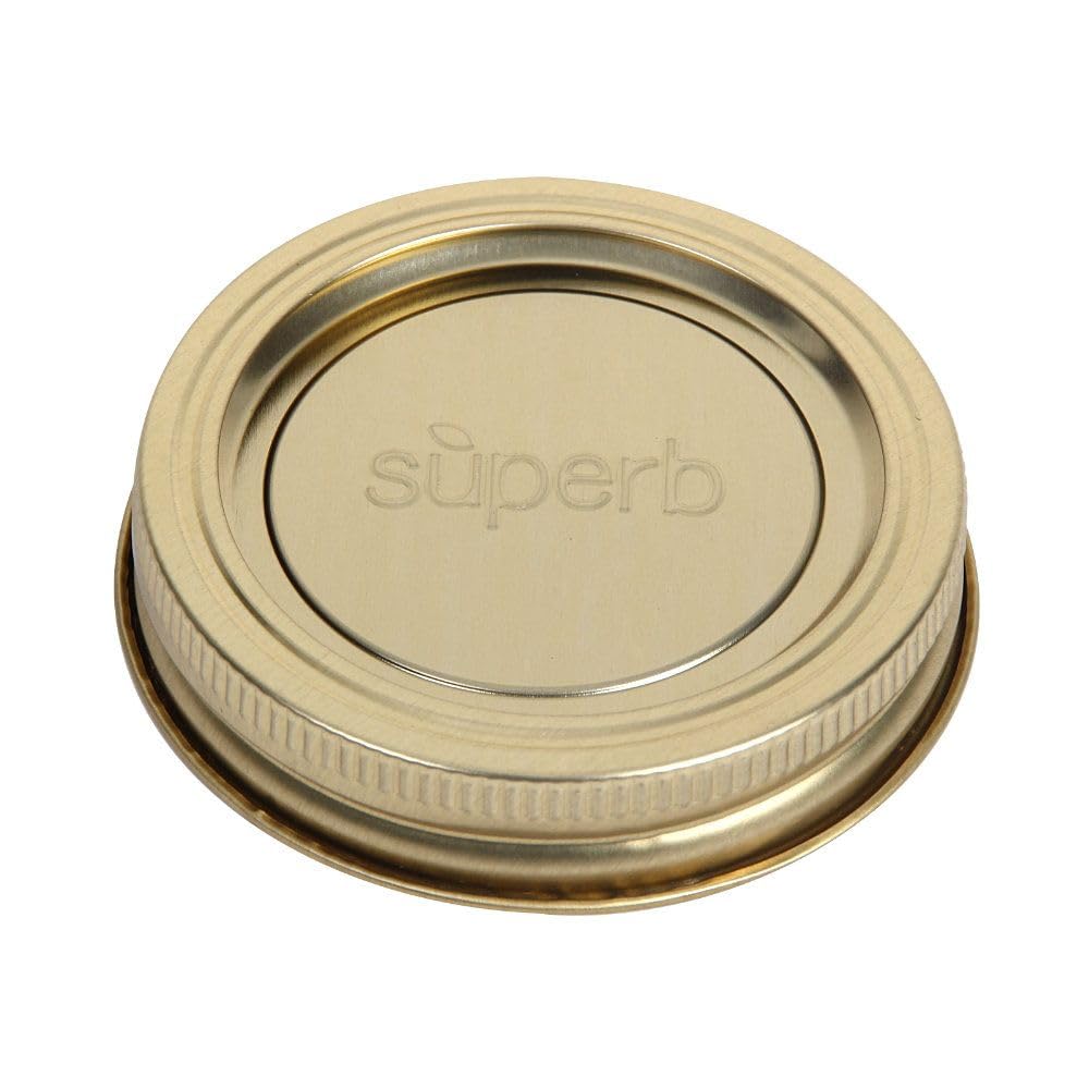Superb Regular Mouth Mason Jar Canning Lids with Bands/Jar Rings โ Made in the USA - 24 Lids and Bands