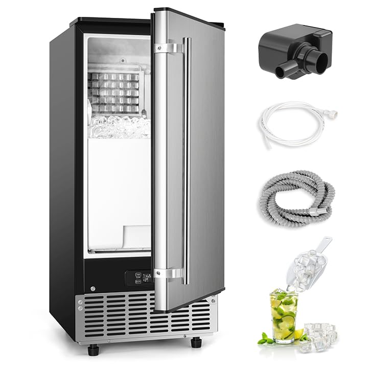 ICEVIVAL Commercial Under Counter Ice Maker Machine, 80Lbs/Day with 24lbs Ice Storage, Built-in Drain Pump/Automatic Cleaning/Timing Setting/Smart LCD Panel, Ideal for Both Home and Commercial Use