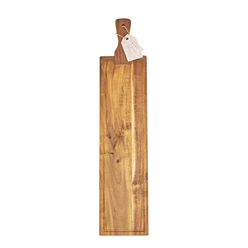 Twine Rustic Farmhouse Tapas Board Serveware, Acacia Wood Plank, Cheese Tray with Handle Brown