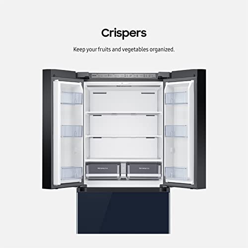 SAMSUNG 17.3 Cu Ft Smart Kimchi & Specialty 4-Door French Door Refrigerator w/ Freezer, Precise Cooling, Large Capacity, RQ48T94B277/AA, White Navy Glass