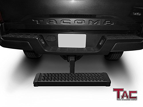 TAC Hitch Step Compatible with 2" Rear Hitch Receiver 7.3" Width with 6" Drop SUV Pickup Truck Van Bumper Protector Universal Aluminum Black (Hitch Pin and Clip Included)