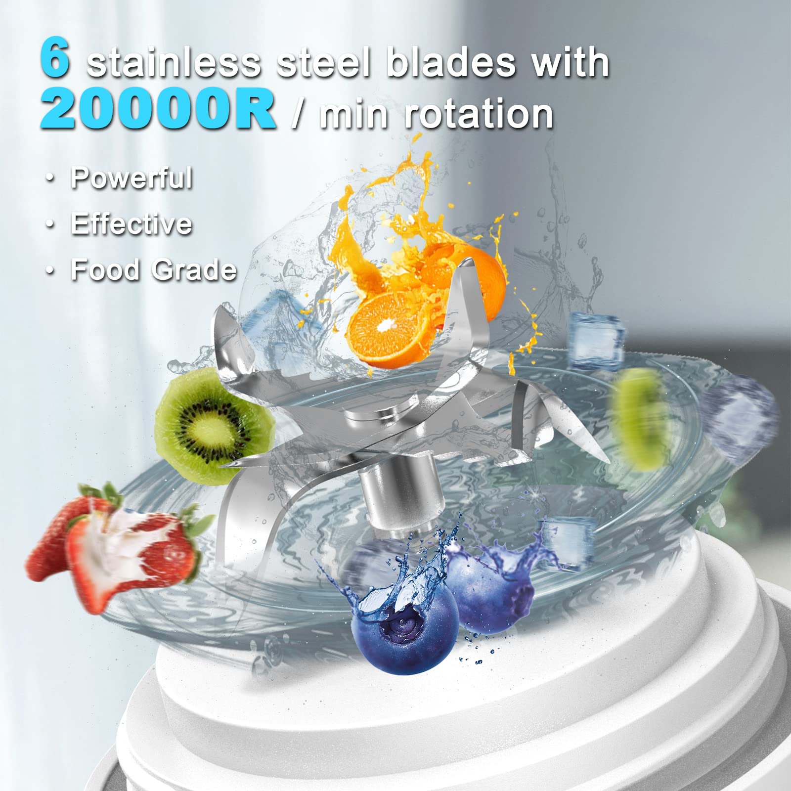 Portable Blender,Personal Size Blender for Shakes and Smoothies with 6 Blade Mini Blender 20 Oz for Kitchen,Home,Travel