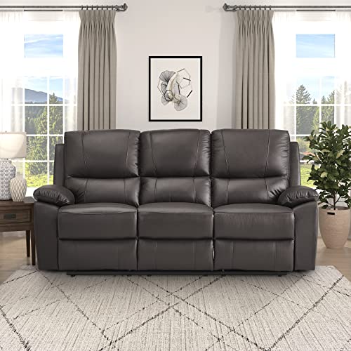 Lexicon Farmington Wall-Hugger Manual Double Reclining Sofa, Brown