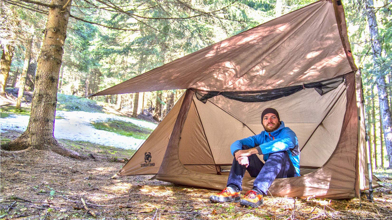 OneTigris Backwoods Bungalow Ultralight Bushcraft Shelter 2.0, Backpacking Tent with Canopy 2 Person Waterproof Ripstop