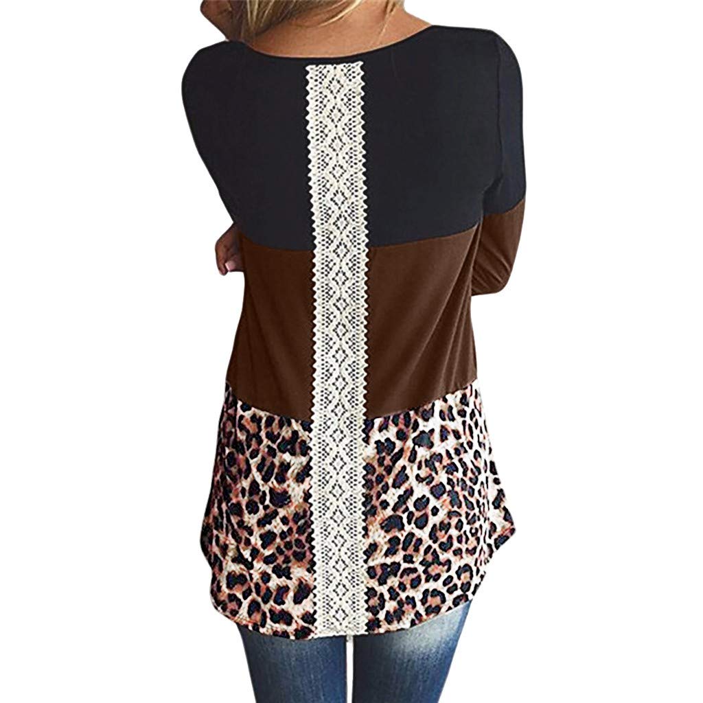 Women Maternity/Nursing T Shirt Pullover Labor/Delivery/Hospital Pregnancy Long Sleeve Tunics Leopard Print Sweatshirts (Coffee, S)