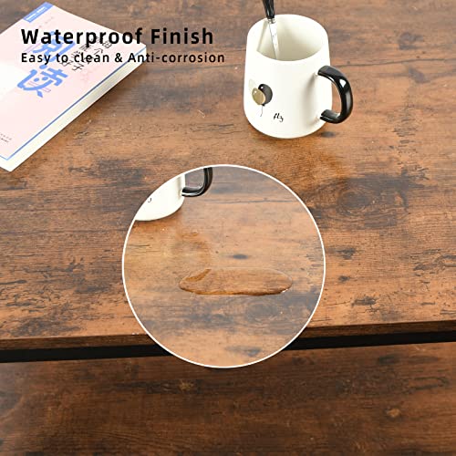 SENIG Coffee Table, Small Coffee Table for Living Room, Coffee Tables with Storage Shelf,Brown Coffee Tables for Small Spaces, Rectangle Wood Table Metal Side End Table, Center Table for Living Room