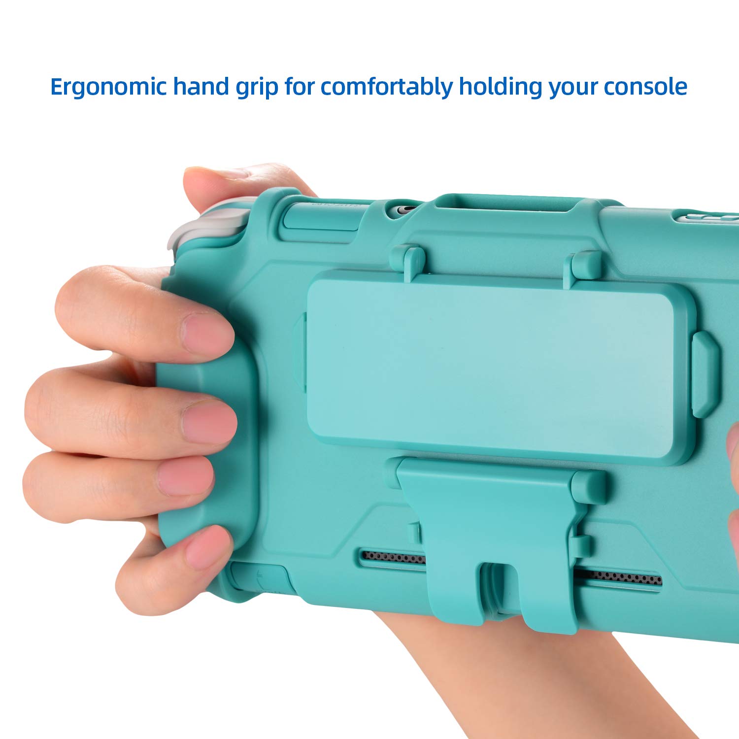 Protective Case Bundle for Nintendo Switch Lite, Tempered Glass Screen Protector, 4 Game Card Slots, Kick-Stand, Ergonomics Hand Grip, Shockproof, Anti-Scratch, Slim for Nintendo Switch Lite Case Blue