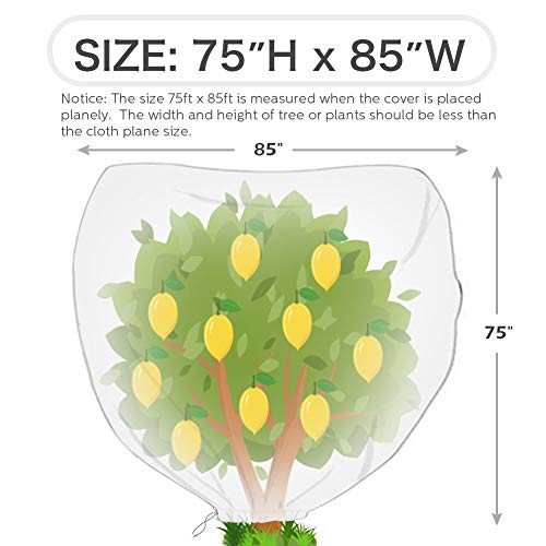 REMIAWY Plant Covers Freeze Protection Frost Blanket for Plants Tree Blanket Cover Shrub Covers Jacket with Zipper Drawstring, Frost Cover for Animal Protection (85”X75” Shrub Jacket 2 oz/sq yd)
