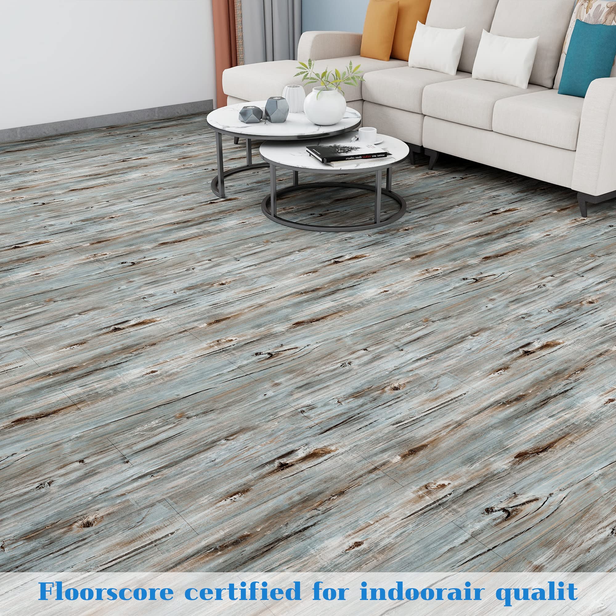 Peel and Stick Floor Tile, 36 Pack 54 Sq.Ft, Waterproof Wood plank Vinyl Tile Stickers, Self-Adhesive DIY Flooring tiles for Bedroom, Living Room, Bathroom (36" x 6",Dustgray)