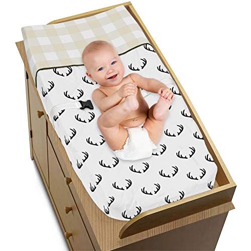 Sweet Jojo Designs Green and Beige Rustic Deer Buffalo Plaid Check Changing Pad Cover for Woodland Camo Collection