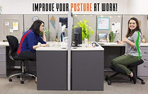 Posture Pro Ergonomic Kneeling Chair with Wheels | Fully Adjustable Mobile Office Seating | Improve Posture & Relieve Back Pain | Easy Assembly | Kneeling Desk Chair for Home, Office & School (Black)