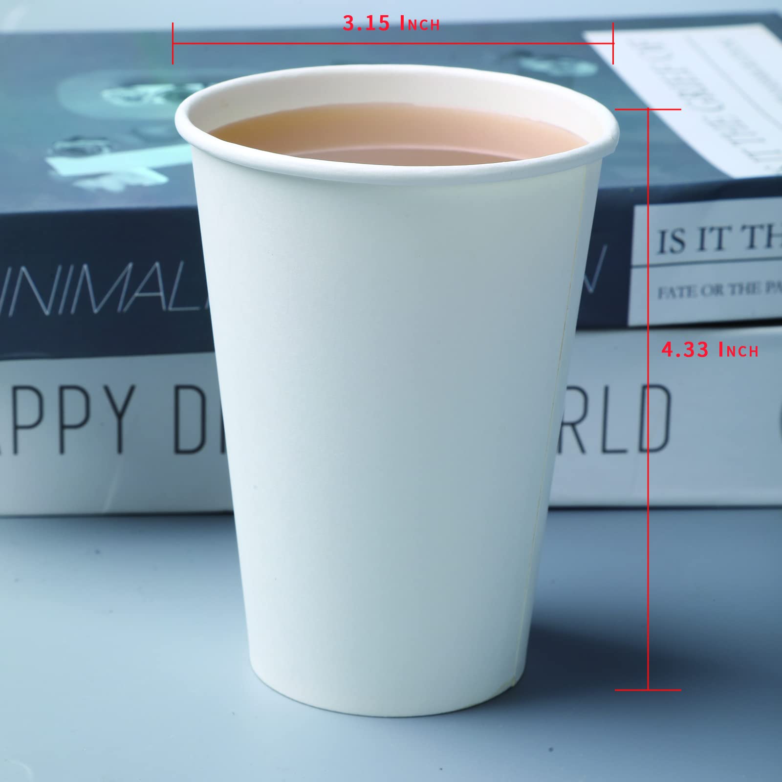 Luck-Mart [12 Oz 120 Pack ] Paper Cups, Coffee Cups 12 Hot Water Caps Oz, White