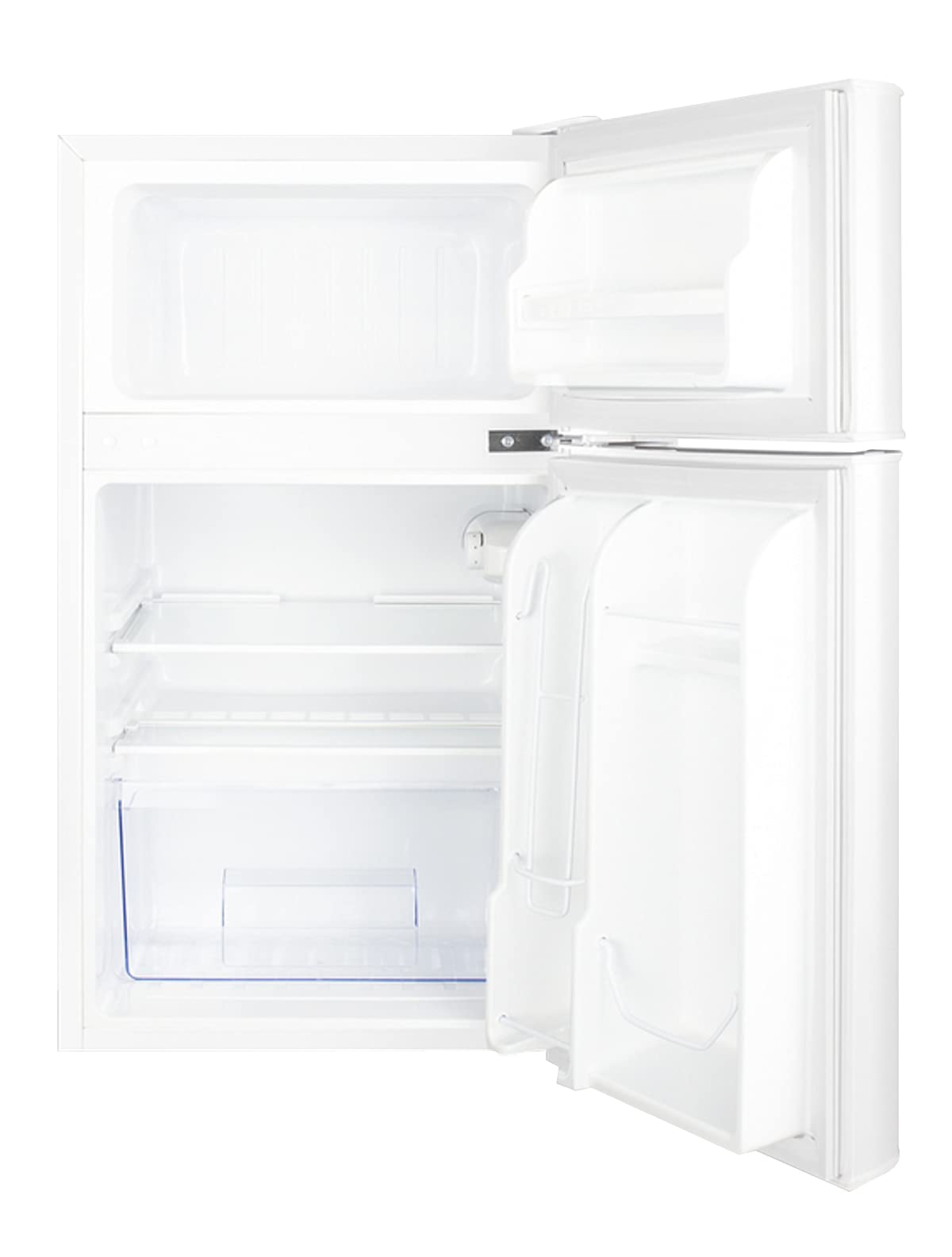 Summit Appliance CP34W ENERGY STAR Certified 19" Wide Counter Height 2-Door Refrigerator-Freezer in White with Cycle Defrost, Adjustable Thermostat, Interior Light