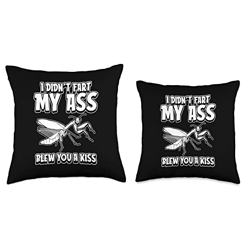Praying Mantis Gifts & Accessories Funny Praying Mantis-I Didnt Fart My Butt Blew You A Kiss Throw Pillow, 16x16, Multicolor