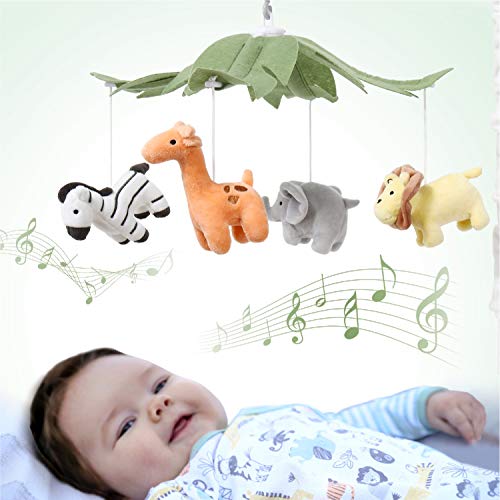 The Peanutshell Safari Animals Musical Crib Mobile for Baby Boys & Girls | Digital Music Box with 12 lullabiesā¦
