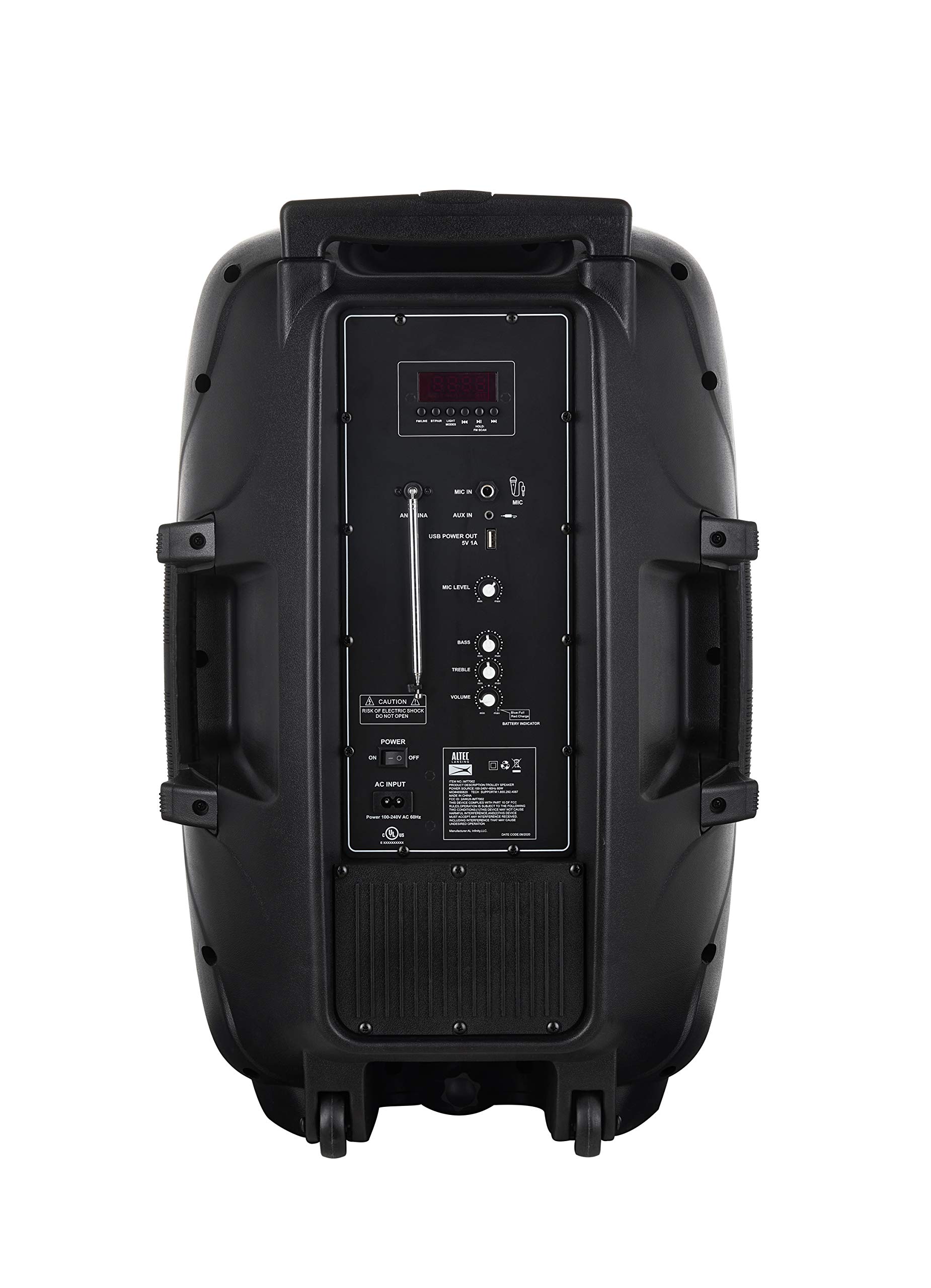 Altec Lansing SoundRover Wireless Trolley Bluetooth Speaker with Microphone, Rechargeable System Speaker for Parties, Karaoke DJ Speaker with Led Lights and USB Smartphone Charger