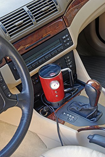 Tech Tools Heated Car Travel Mug - Keeps Your Bevrege Hot - Retro Style - Stainless Steel 12 Volts (Red)