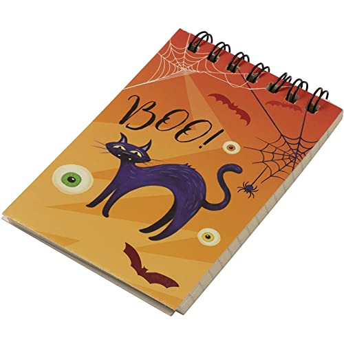 Spiral Notepad - 24-Pack Top Bound Notebooks, Bulk Mini Spiral Notepads for Notes, to-do Lists, Kids Halloween Party Favors, Trick-or Treating, Lined Paper, 4 Halloween Designs, 2.75 x 4.25 Inches