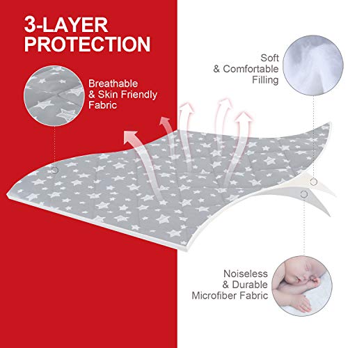 Pack and Play Sheet Quilted, Breathable Thick Playpen Sheets, Lovely Print Mattress Cover 39"×27"×5" Fits Graco Portable Mini Cribs, Suitable for Play Yards and Foldable Mattress Pack and Play Pad
