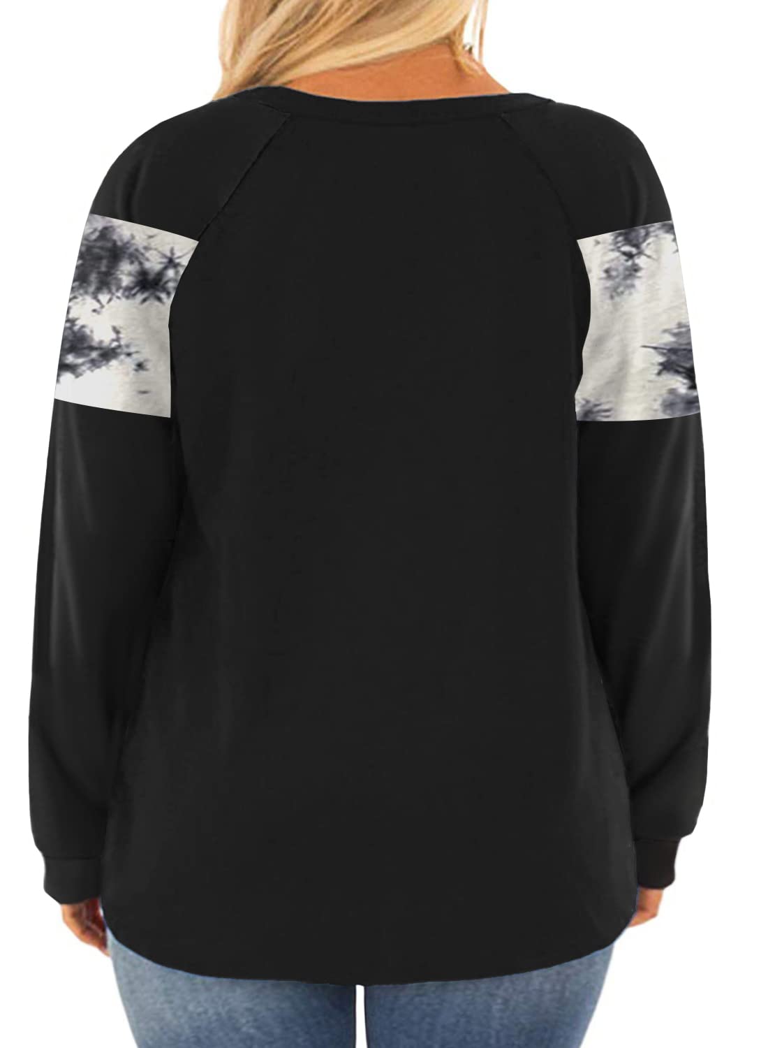 DOLNINE Plus Size Womens Shirts Casual Long Sleeve Cute Tie Dye Sweatshirts 4X BLZF-26W