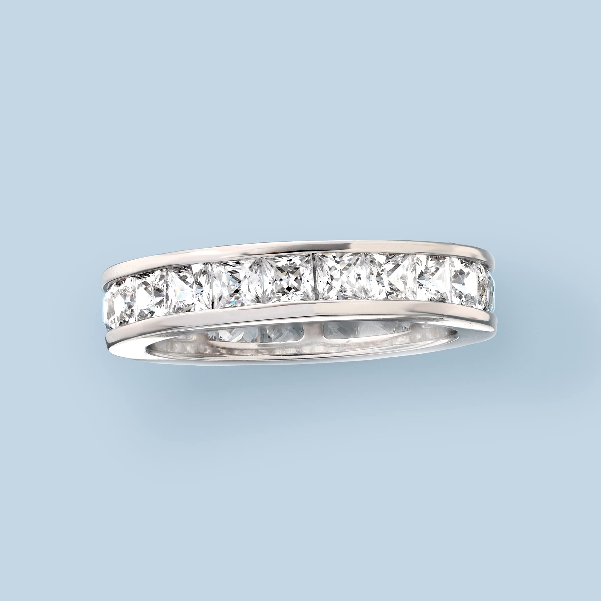 Ross-Simons 3.00 ct. t.w. Princess-Cut CZ Eternity Band in Sterling Silver. Size 8