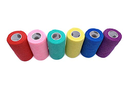 WildCow Vet Wrap Bulk 4", Vet Tape Wrap Bandages Assorted Colors (Pack of 6)
