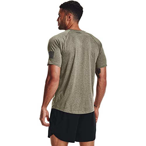 Under Armour Men's Freedom Tech Short Sleeve T-Shirt, (392) Marine OD Green Light Heather / / Black, Large