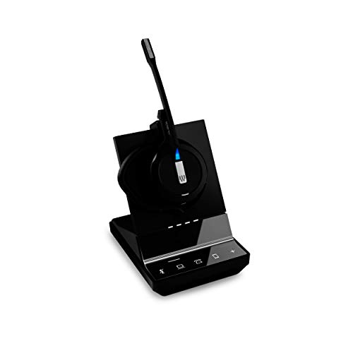 Sennheiser SDW 5016 (507016) Single-Sided Wireless DECT Headset for Desk Phone Softphone/PC& Mobile Phone Connection Dual Microphone Ultra Noise-Canceling, Black, 3 inches