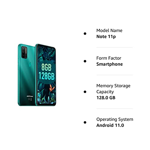 Unlocked Smartphones Ulefone Note 11P, 8GB+128GB Android 11 Unlocked Cell phones, 48MP Quad Rear Camera, 3 Card Slots, 6.55" Punch Hole Screen Dual 4G Unlocked Phone, 4500mAh, Global Bands, US Version