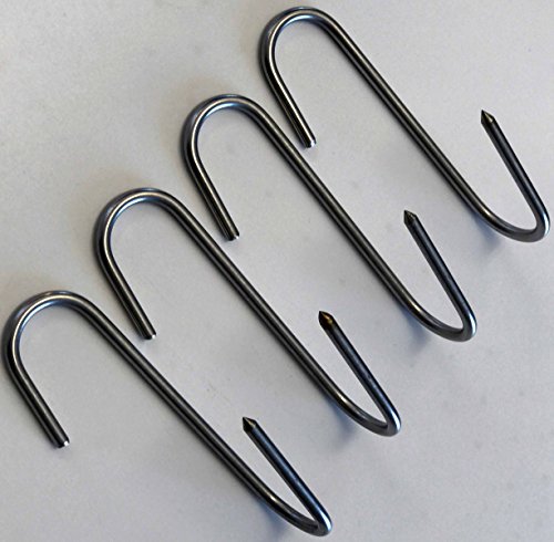 RiversEdge Products Stainless Meat Hooks, Smoker Hook, 5" Right Angle, 4 Pack