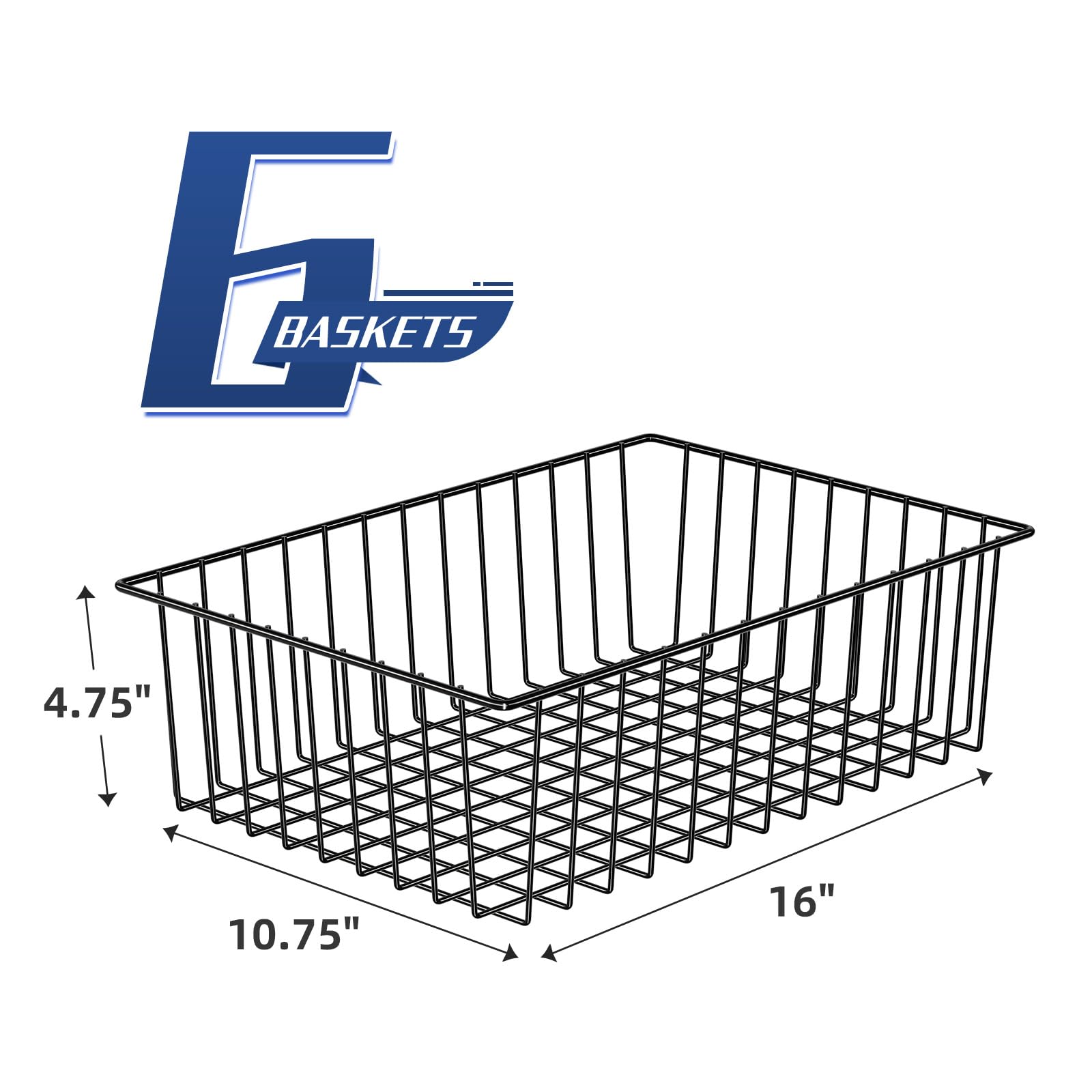 Simple Trending 6 Pack Large Wire Baskets for Organization, Metal Pantry Storage Baskets for Cabinet, Kitchen, Garage, Bathroom, Black