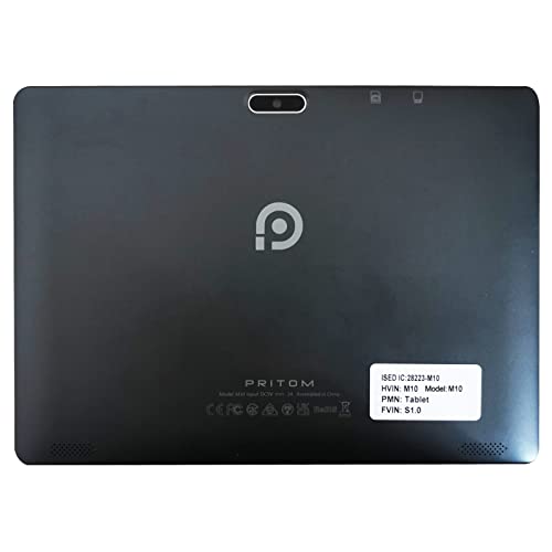 PRITOM 10'' Tablet Android 10 Phone Tablet with SIM Slot, 64GB Quad Core, IPS Touchscreen, 8MP Rear Camera WiFi GPS Bluetooth USB C, Support 3G Phone Call, Black