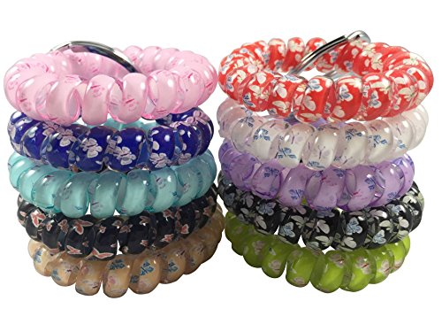 YAKA 20PCS Mix-colour Plastic Stretchable Spring Coil Key Chain-Spiral Coil Wrist Keychain for Office, Workshop, Shopping Mall, Sauna and Outdoor Activities Place (5)