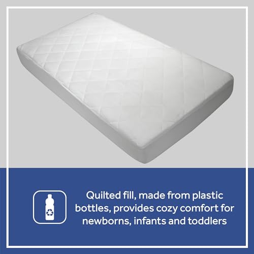 Sealy Baby Cool Comfort Fitted Waterproof Infant Cooling Crib Mattress Protector Pad and Toddler Bed Cover, Durable and Comfortable Topper, Machine Washable and Dryer Friendly, 52β x 28β- White