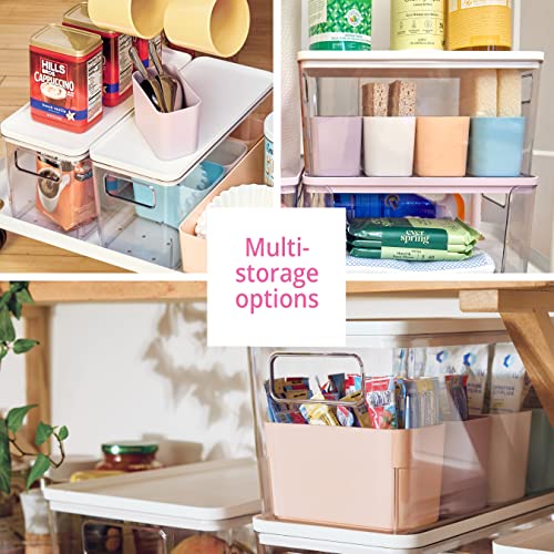 Rosanna Pansino x iDesign Recycled Plastic Kitchen Storage Bins, Includes 1 Large Bin with Lid and 4 Small Bins, Multicolored Bins/Marshmallow Lid, 6” x 12” x 6”