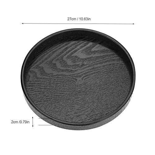 Wood Tea Tray, Round Shape Wood Tea Coffee Snack Food Meals Serving Plate Restaurant Trays 30cm