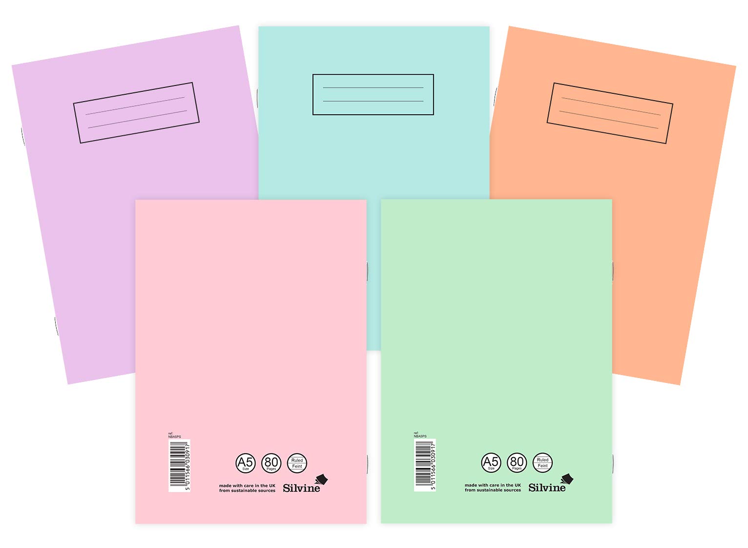 Silvine A5 Notebooks Assorted Pastel Colours (Pack of 10)