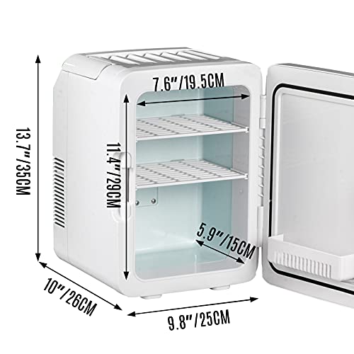 VEVOR Mini 10 Liter Portable Cooler Warmer Fridge Black Compact Refrigerator, Lightweight Beauty Cooling, for Bedroom Office Car Boat Dorm Skincare (110V/12V), 10L
