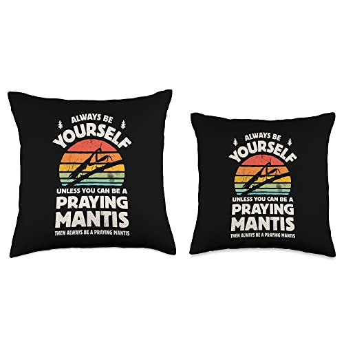 Praying Mantis Gifts Co. Praying Mantis Always Be Yourself Retro 70s Bug Insect Lover Throw Pillow, 16x16, Multicolor