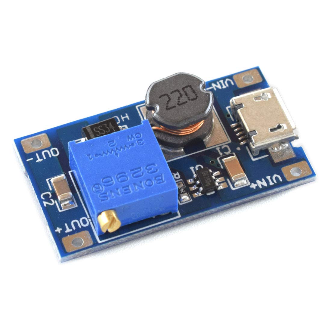 SDTC Tech 5pcs DC-DC Boost Converter 2V-24V to 5V-28V 2A Adjustable Voltage Regulator Micro USB 5V 9V 12V 24V Step Up Power Supply Module