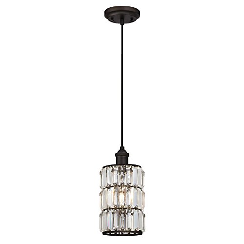 Westinghouse Lighting 6338400 Sophie One-Light Indoor Mini Pendant, Oil Rubbed Bronze Finish with Crystal Prism Glass, White