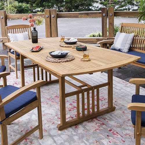 Cambridge Casual Caterina Teak Wood 6-Piece Outdoor Dining Set with Navy Cushion