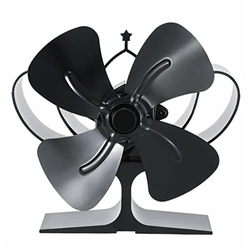 UXZDX CUJUX 4 Blades Stove Fan Heater Small Size Heat Powered Log Wood Burner Quiet Home Fireplace Fan (Color : Black, Size : 180x160x80mm)