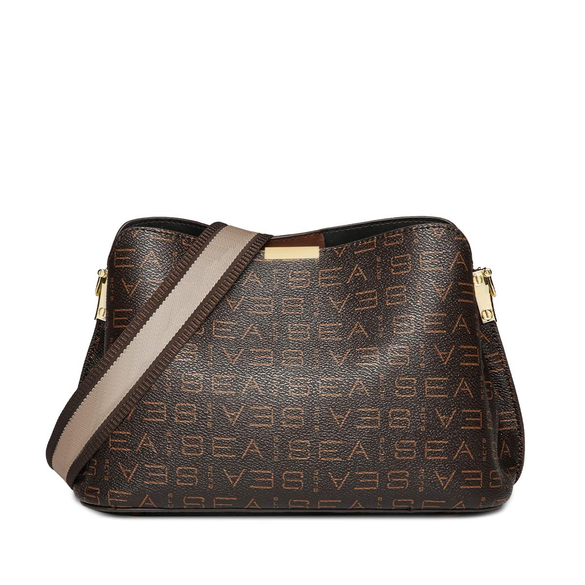 LAORENTOU Vegan Leather Crossbody Bag for Women Monogram Crossbody Shoulder Bag Purse Leather Checkered Purse Ladies Crossbody Cell Phone Bags