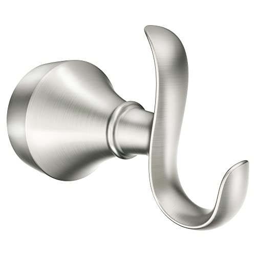 Moen Hamden Spot Resist Brushed Nickel Double Towel Robe Hook, MY6203BN