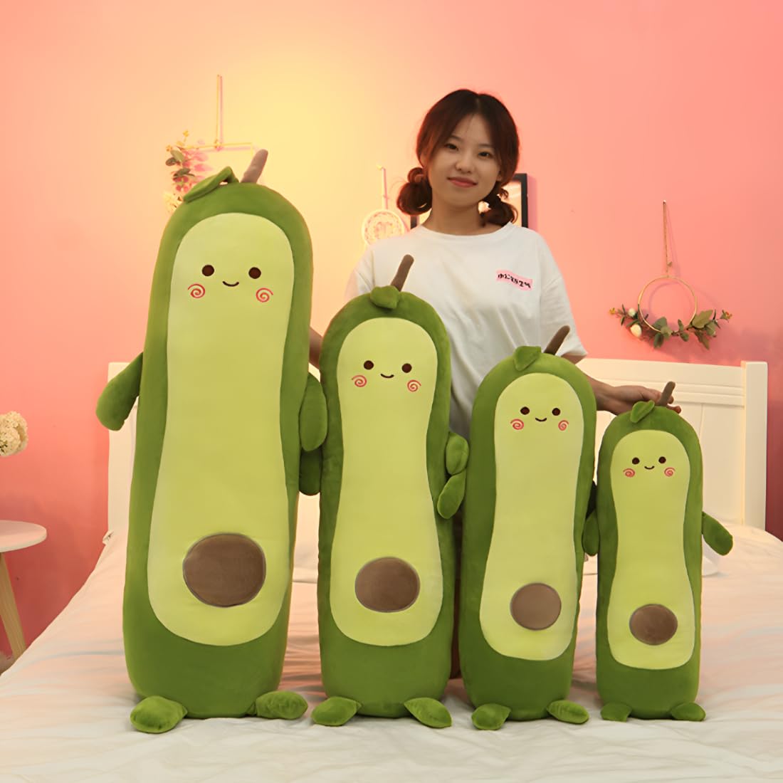 OPHRBU Cute Avocado Stuffed Plush Soft Hugging Pillow Toy,Plush Toy Doll Sleeping Pillow Doll Doll for Ideal Gift for Birthday, Valentine's Day, Christmas (27.5")