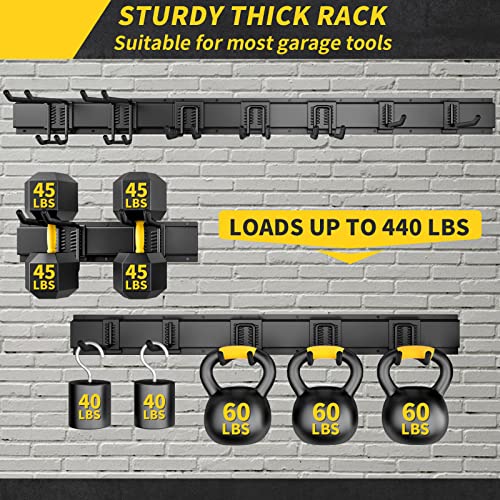 UUP Garage Tool Organizer Wall Mount 48 Inches Garden Tool Organizer Adjustable Shovel Holder Wall Mount Holds 440lbs, Alloy Steel Garage Wall Organizer for Rake Mop Shovel Snowboard