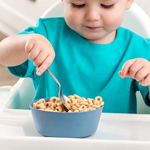 WeeSprout Bamboo Kids Bowls, Set of Four 10 oz Kid-Sized Bamboo Bowls, Dishwasher Safe Kid Bowls (Blue, Green, Gray, & Beige)